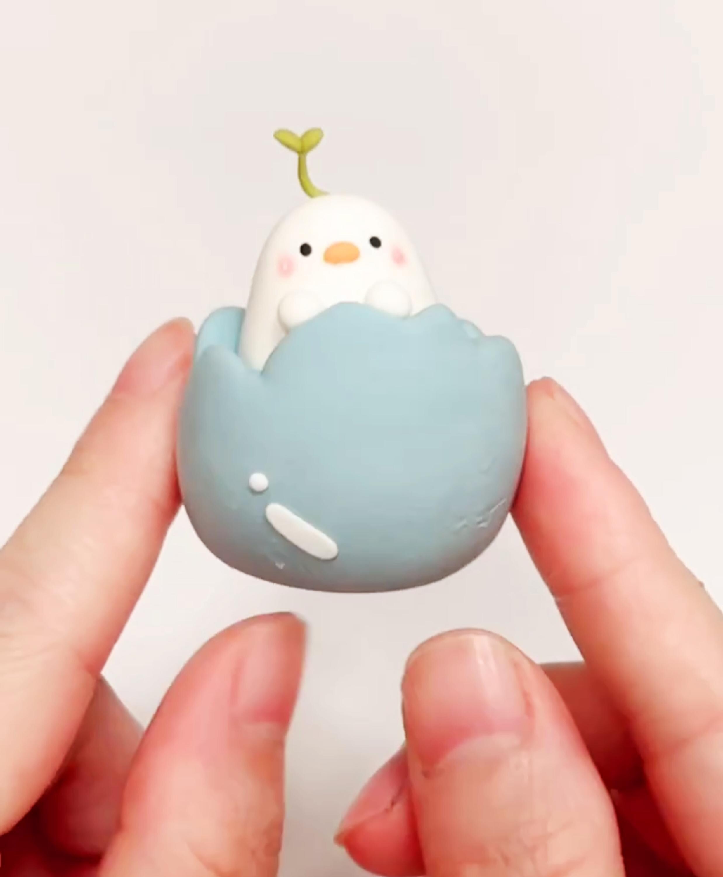 Hatching Duckling Figurine · Kawaii Clay Duk Figurine or Charm · Cute ...