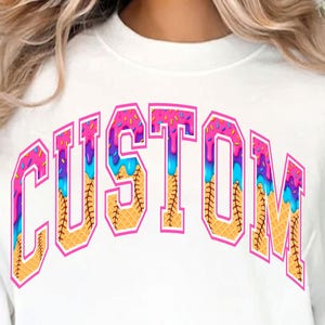 Custom Ice Cream Drip PNG, Custom Drippy Png, Pink & Blue Varsity ...