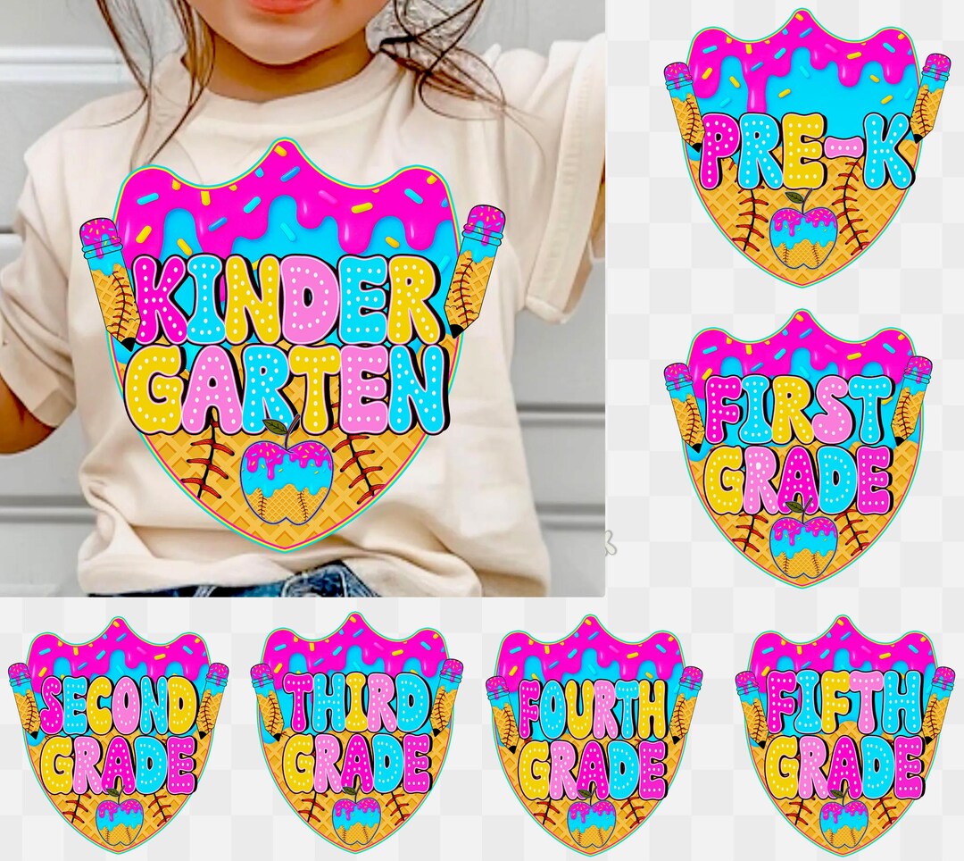 Ice Drip Back to School, Ice Cream Drip Png Bundle, Kindergarten 1st ...