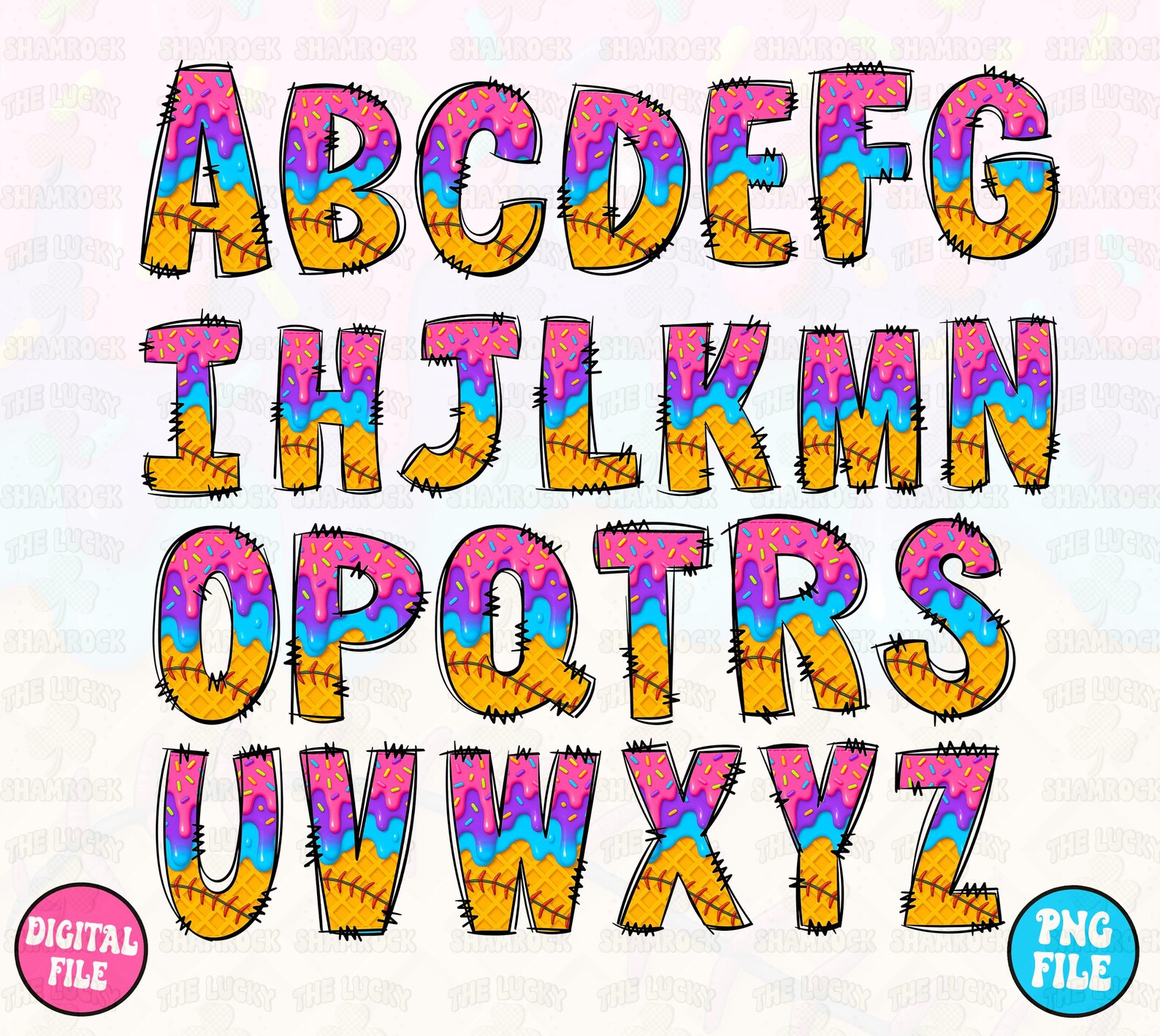 Drippy Ice Cream Doodle Png, Ice Cream Drip Alphabet Doodle Png ...