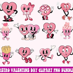 Retro Valentine Clipart Bundle, Retro Valentine Png, Valentines Clip ...