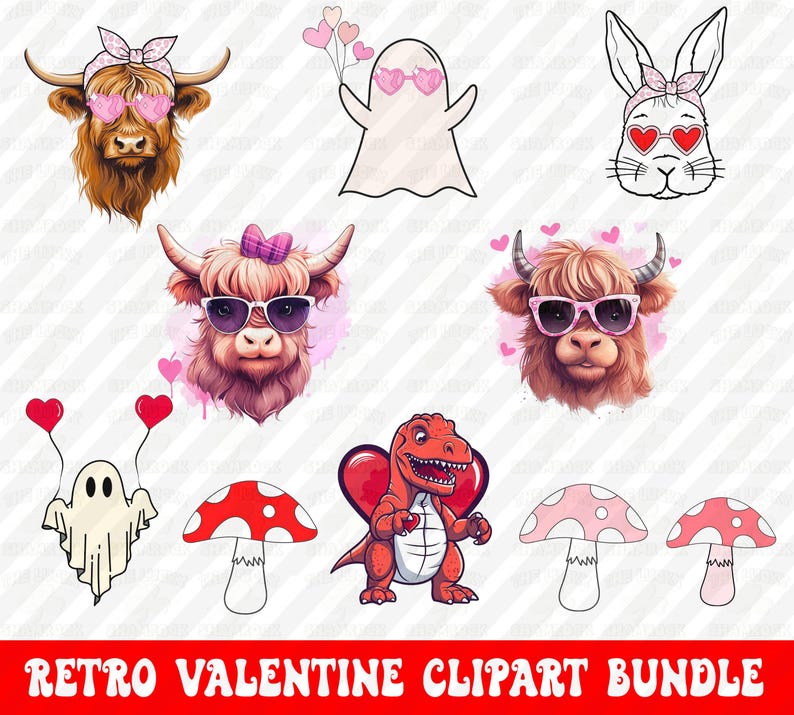 Retro Valentine Day Clipart Bundle, Valentine Clipart Png, Valentine ...