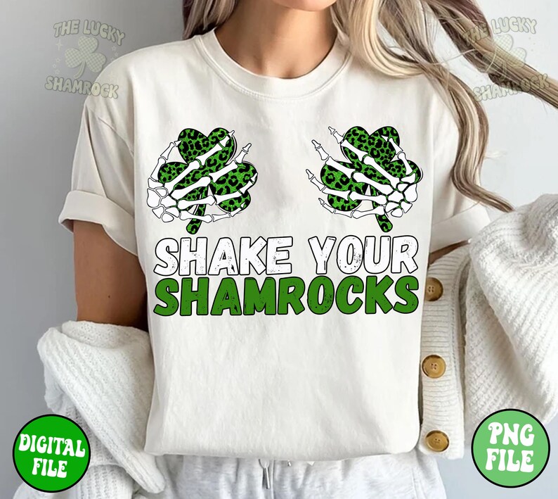 Shake Your Shamrocks Skeleton Hands PNG, Retro St Patricks Day (digital ...