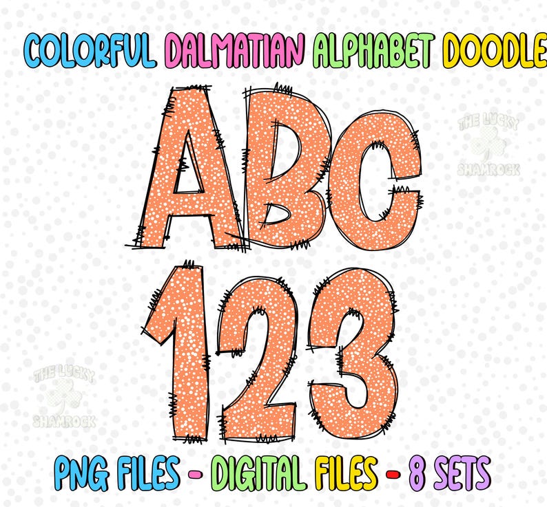 Colorful Dalmatian Alphabet PNG Bundle, Dalmatian Doodle Png, Alphabet ...