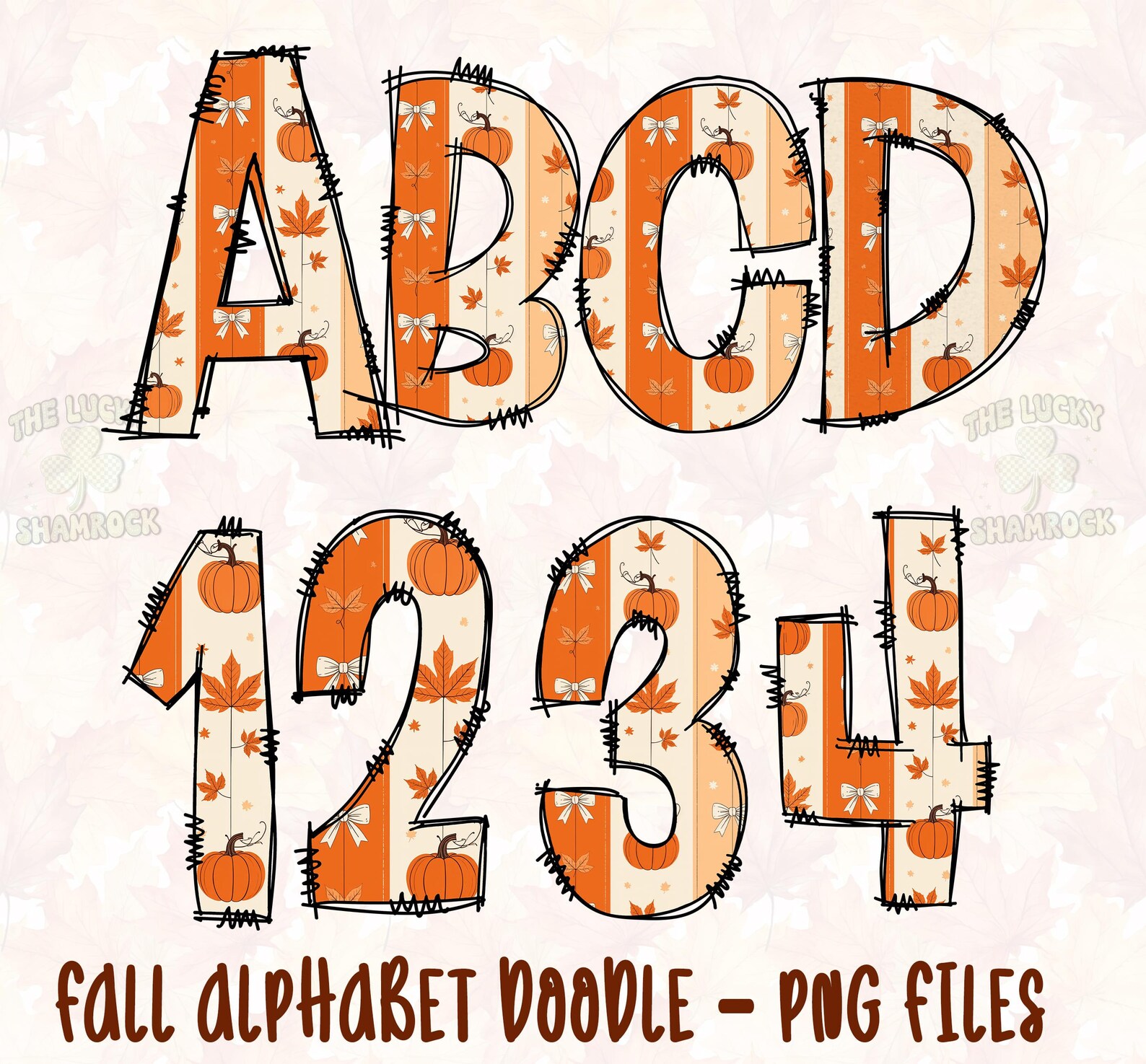 Fall Alphabet Doodle PNG, Autumn Letters Clipart, Pumpkin Leaf Font Png ...
