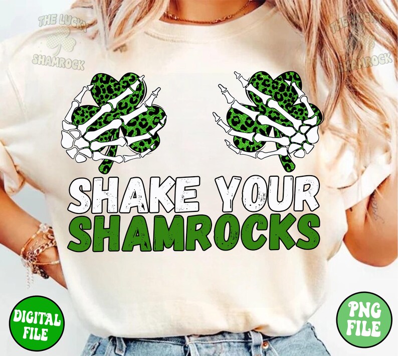 Shake Your Shamrocks Skeleton Hands PNG, Retro St Patricks Day (digital ...