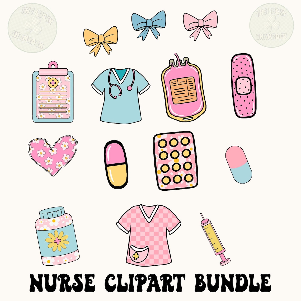 Retro Nurse Png, Nurse Clipart Bundle, Groovy Nurse Appreciation Png ...