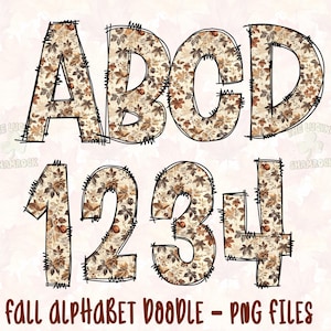 Fall Alphabet Doodle PNG, Autumn Letters Clipart, Pumpkin Leaf Font Png ...