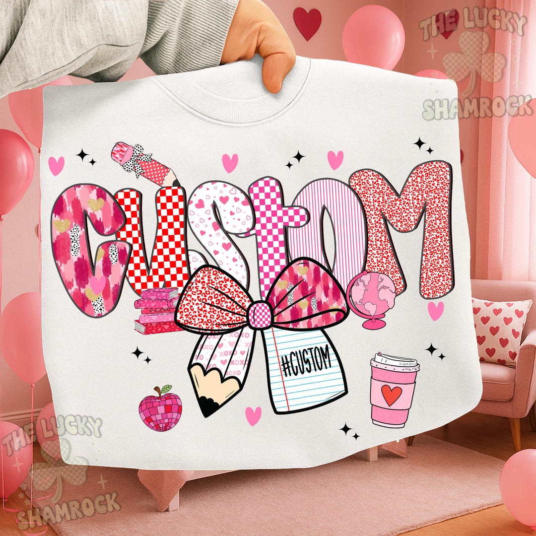 Custom Teacher Name PNG, Personalized Teacher Clipart, Pink Preppy ...