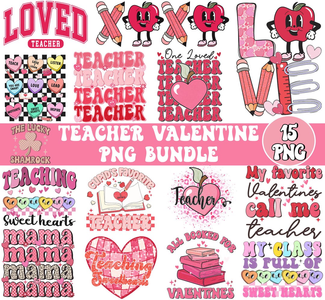 Teacher Valentine Png Bundle, Teacher Png Bundle, Teacher Valentine Png ...