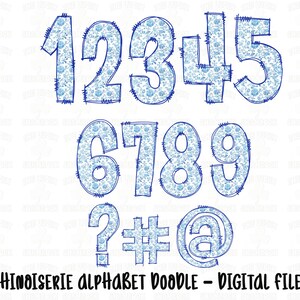 Blue Toile Alphabet PNG, Blue Chinoiserie Doodle Png, Blue Varsity ...
