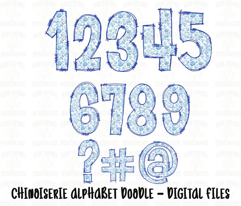 Blue Toile Alphabet PNG, Blue Chinoiserie Doodle Png, Blue Varsity ...