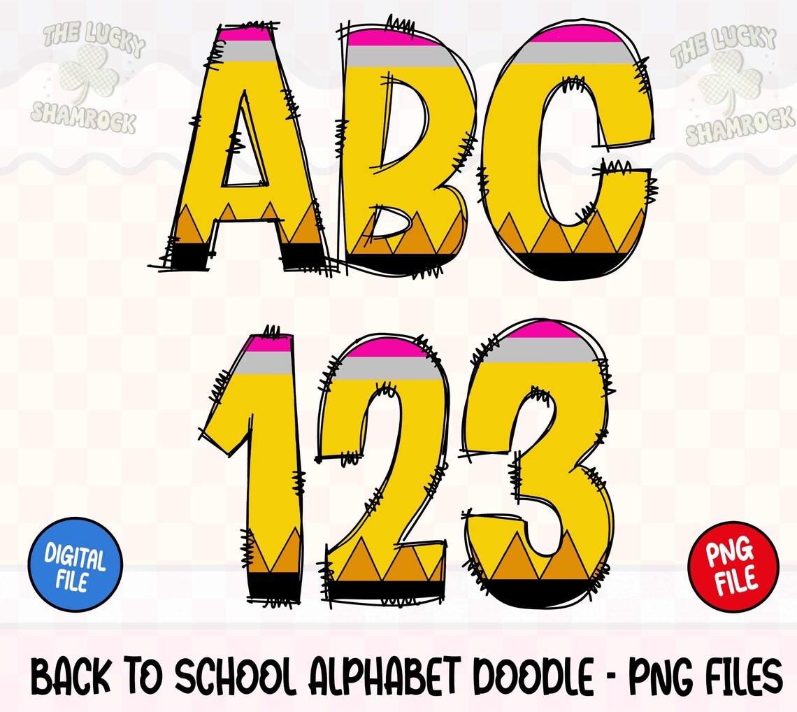 School Alphabet Doodle Png, Alphabet Png Bundle, Teacher Doodle Png ...