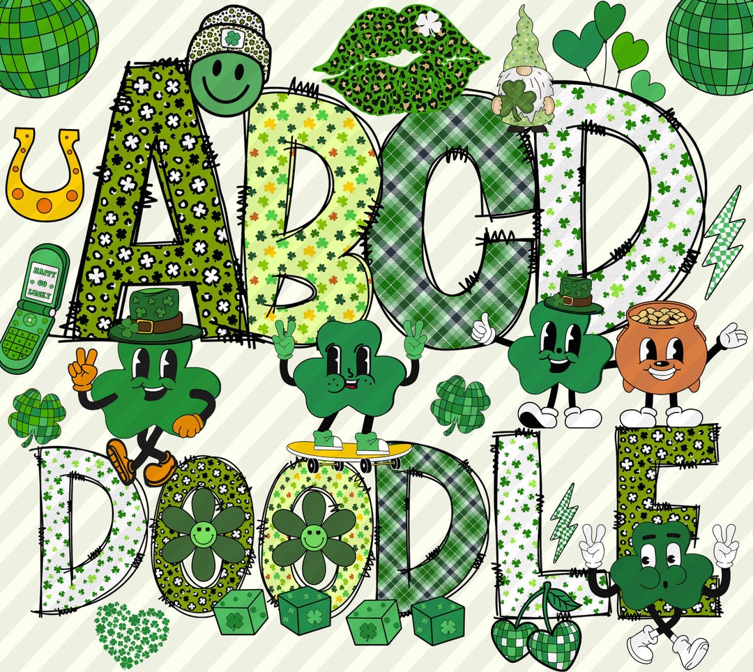 St Patricks Day Alphabet Doodle, St Patricks Day Doodle Alphabet PNG ...