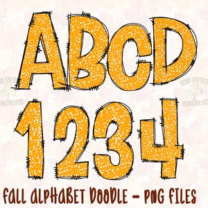 Fall Alphabet Doodle PNG, Autumn Letters Clipart, Pumpkin Leaf Font Png ...