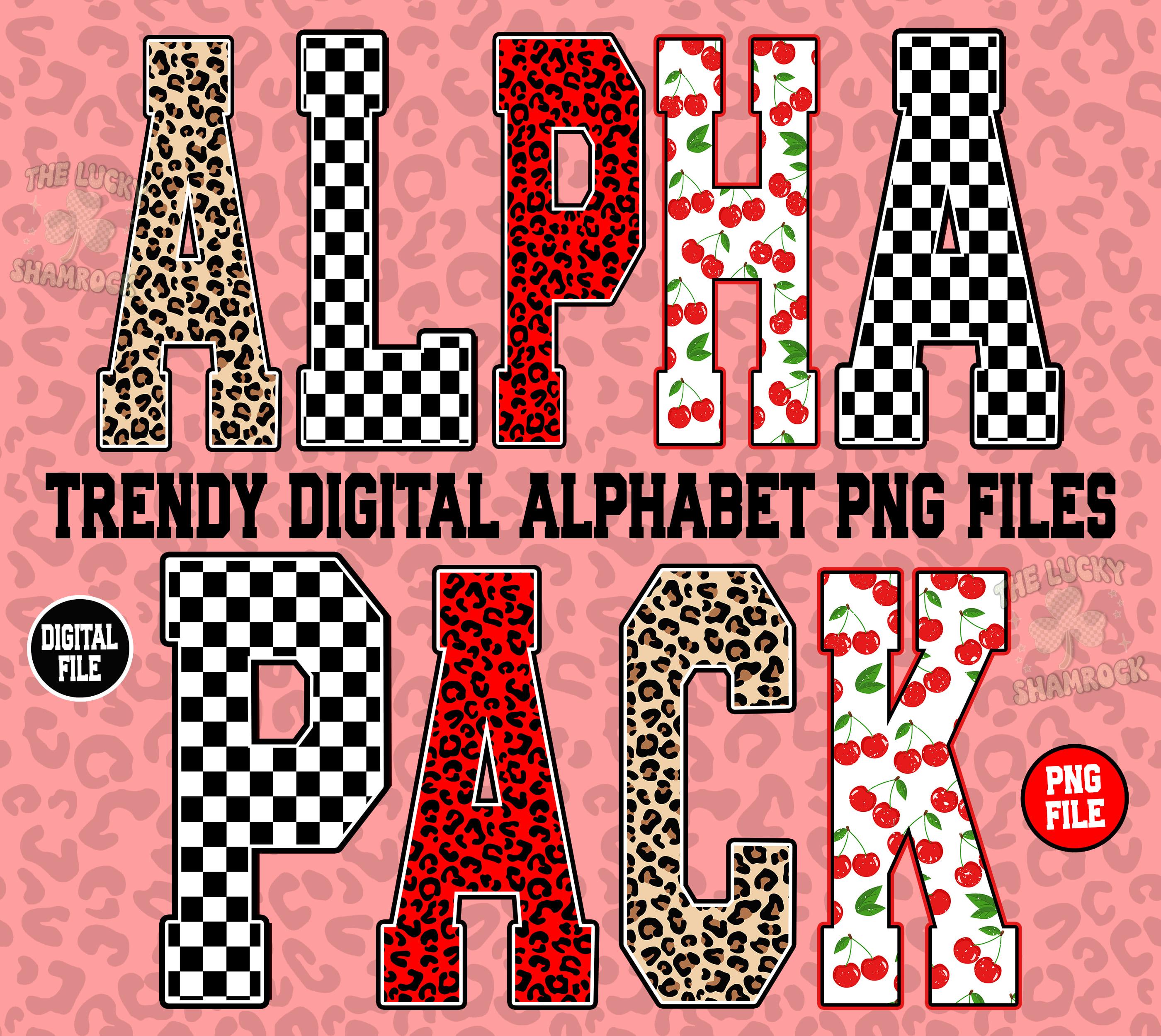 Trendy Alphabet PNG Bundle, Colorful Letters Clipart, Digital Letters ...