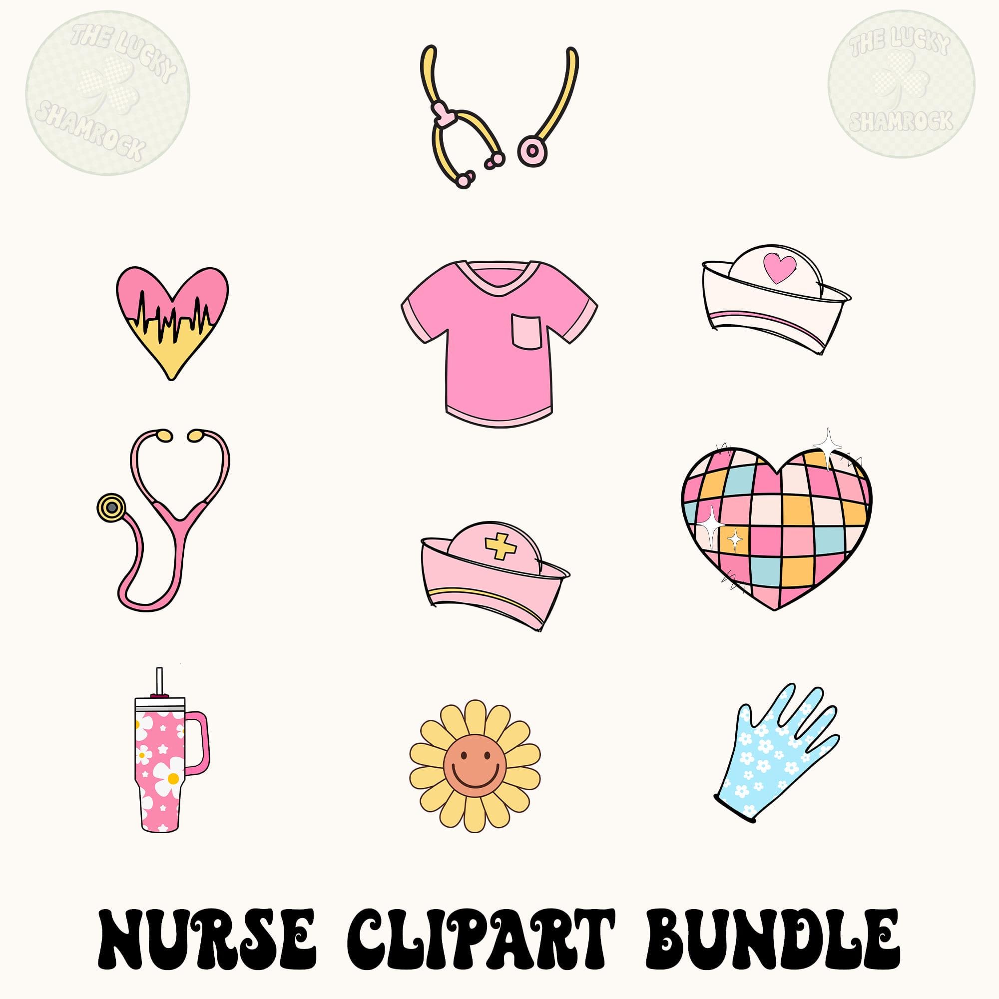 Retro Nurse Clipart Bundle, Groovy Medical Graphics (PNG) - Etsy