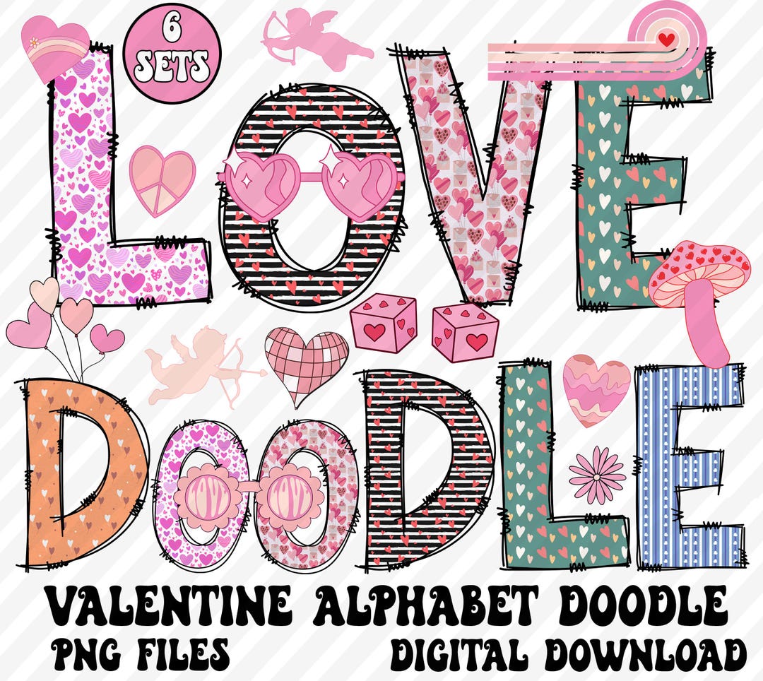 Valentine Alphabet Doodle Png, Valentine Clipart Png, Valentine Day ...