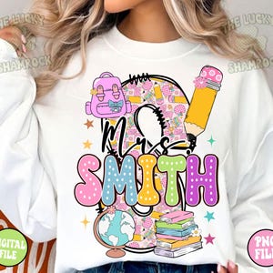 Custom Teacher Name Png, Custom Teacher Design Png, Retro Teacher Png ...