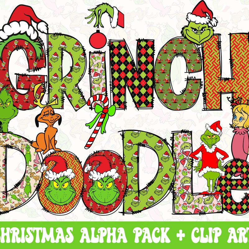 Christmas Grinch Doodles - Etsy UK