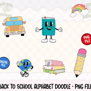School Alphabet Doodle Png, Alphabet Png Bundle, Teacher Doodle Png ...