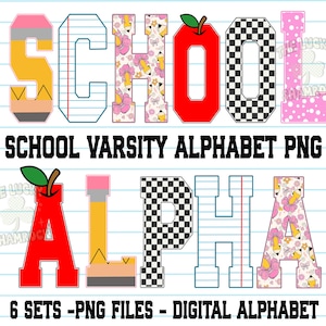 Retro Varsity Alphabet Png, School Doodle Png, School Clipart Png ...
