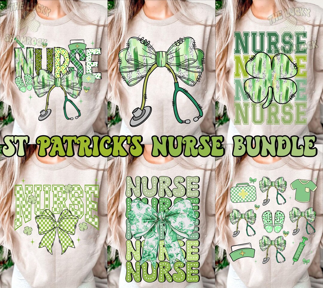 St Patricks Day Nurse Png Bundle, Retro Nurse Png, Coquette St Patricks ...