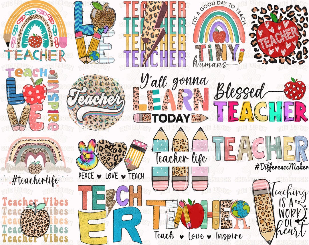 Retro Teacher Png Bundle, Teacher Sublimation Design, Teacher Shirt ...
