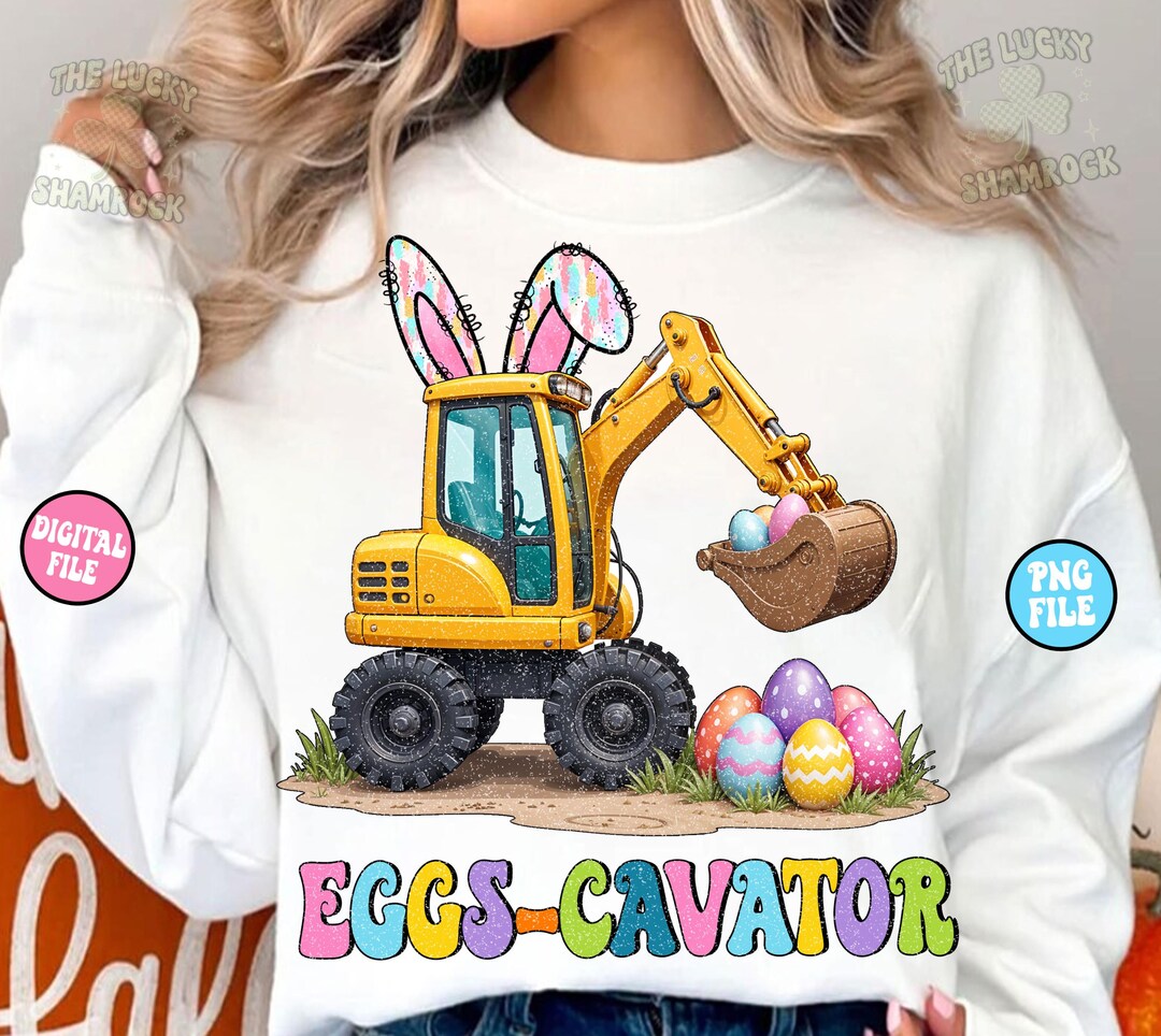 Eggs-cavator Png, Happy Easter Png, Retro Easter Png, Easter Kids Png ...