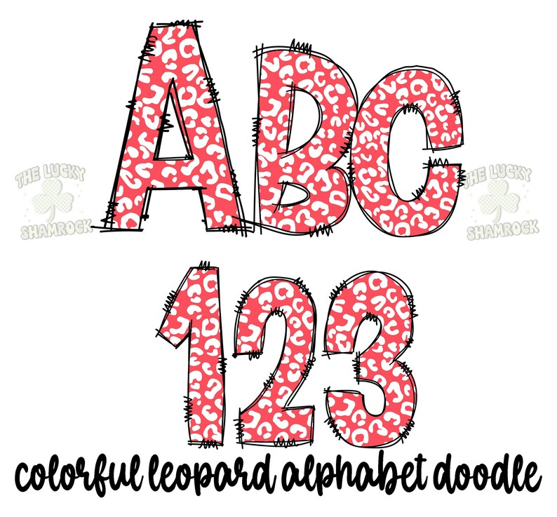 Mega Alphabet Doodle PNG Bundle, Dalmatian, Checkered, Leopard & Stars ...
