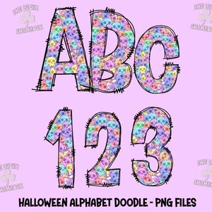Spooky Halloween Alphabet Doodle Png, Letters PNG, Halloween Doodle ...