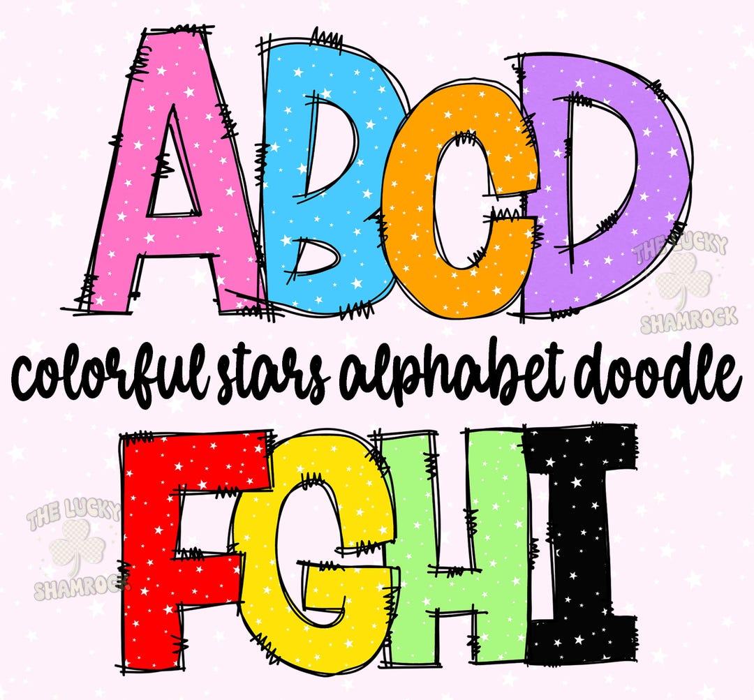Colorful Stars Alphabet PNG, Rainbow Letter Doodle PNG, School Alphabet ...