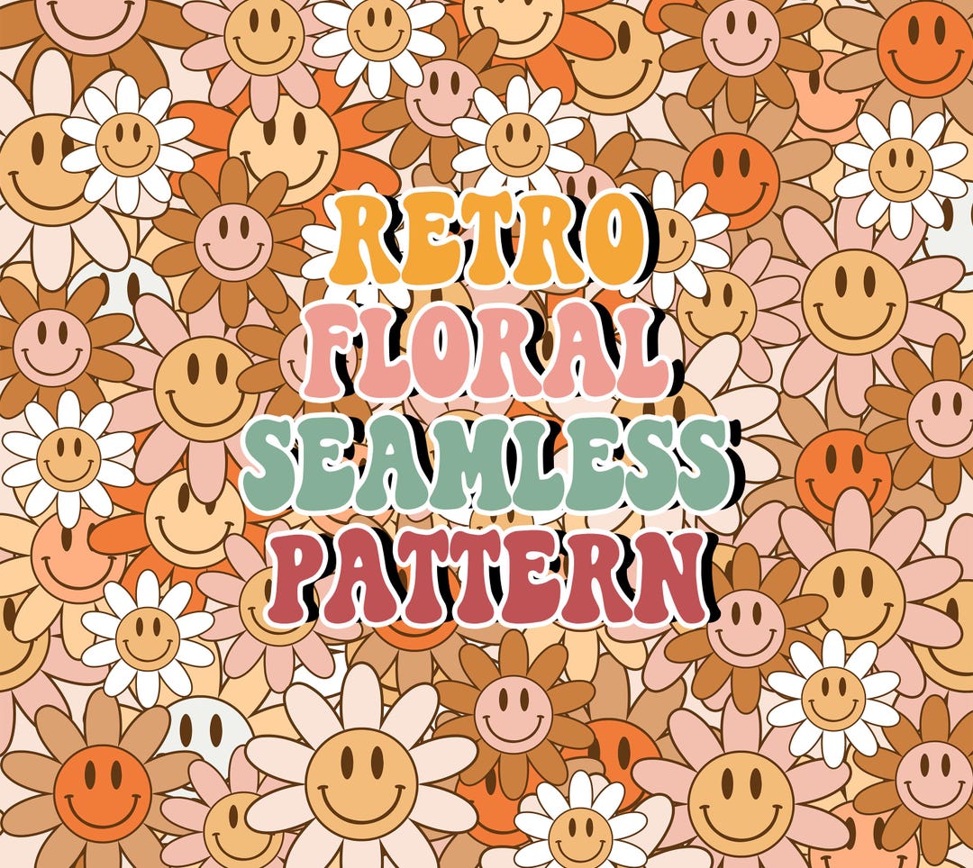 Retro Floral Digital Paper, Retro Groovy Pattern, Hippie Vintage ...