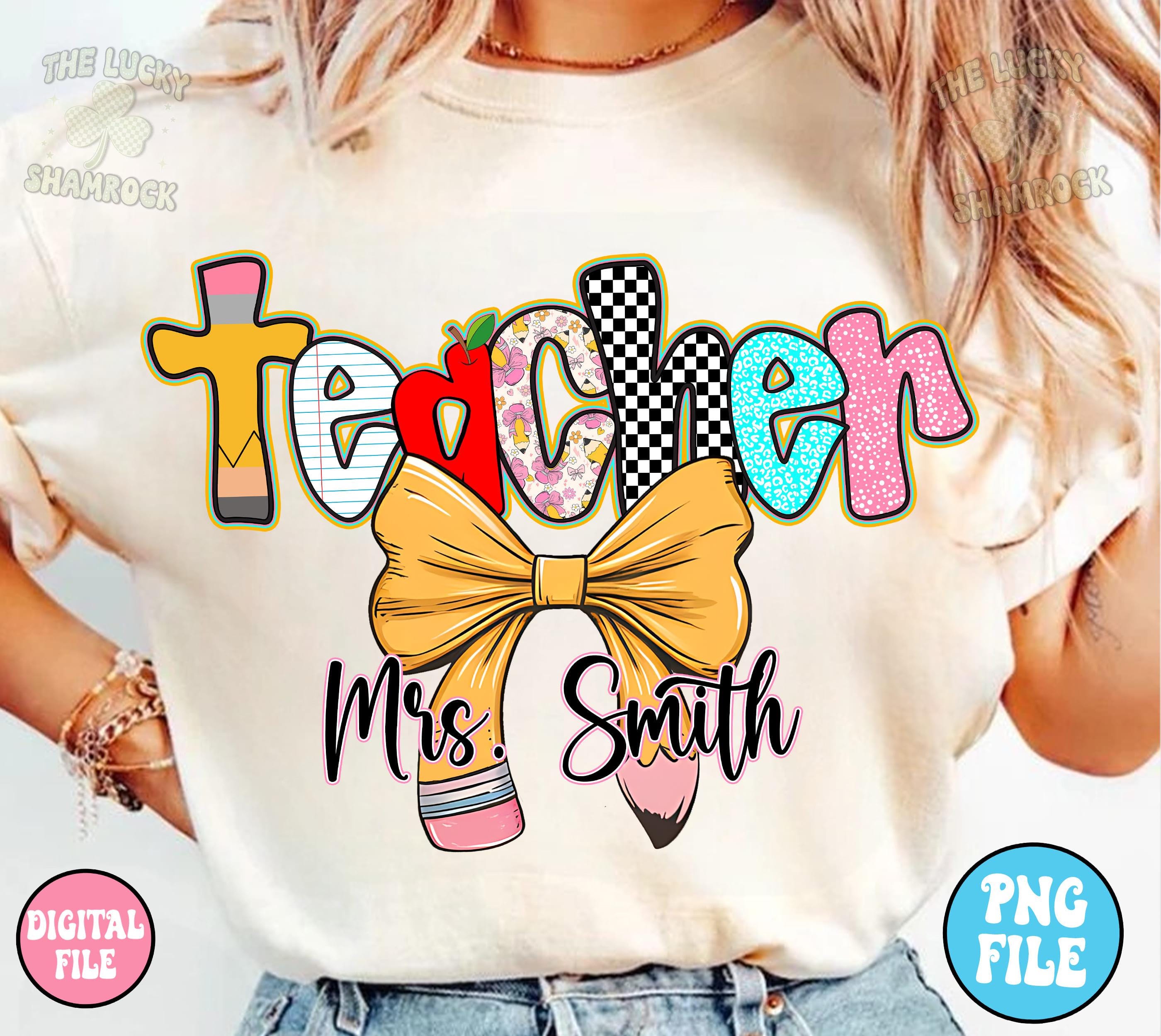 Custom Teacher Name Png, Custom Teacher Design Png, Retro Teacher Png ...