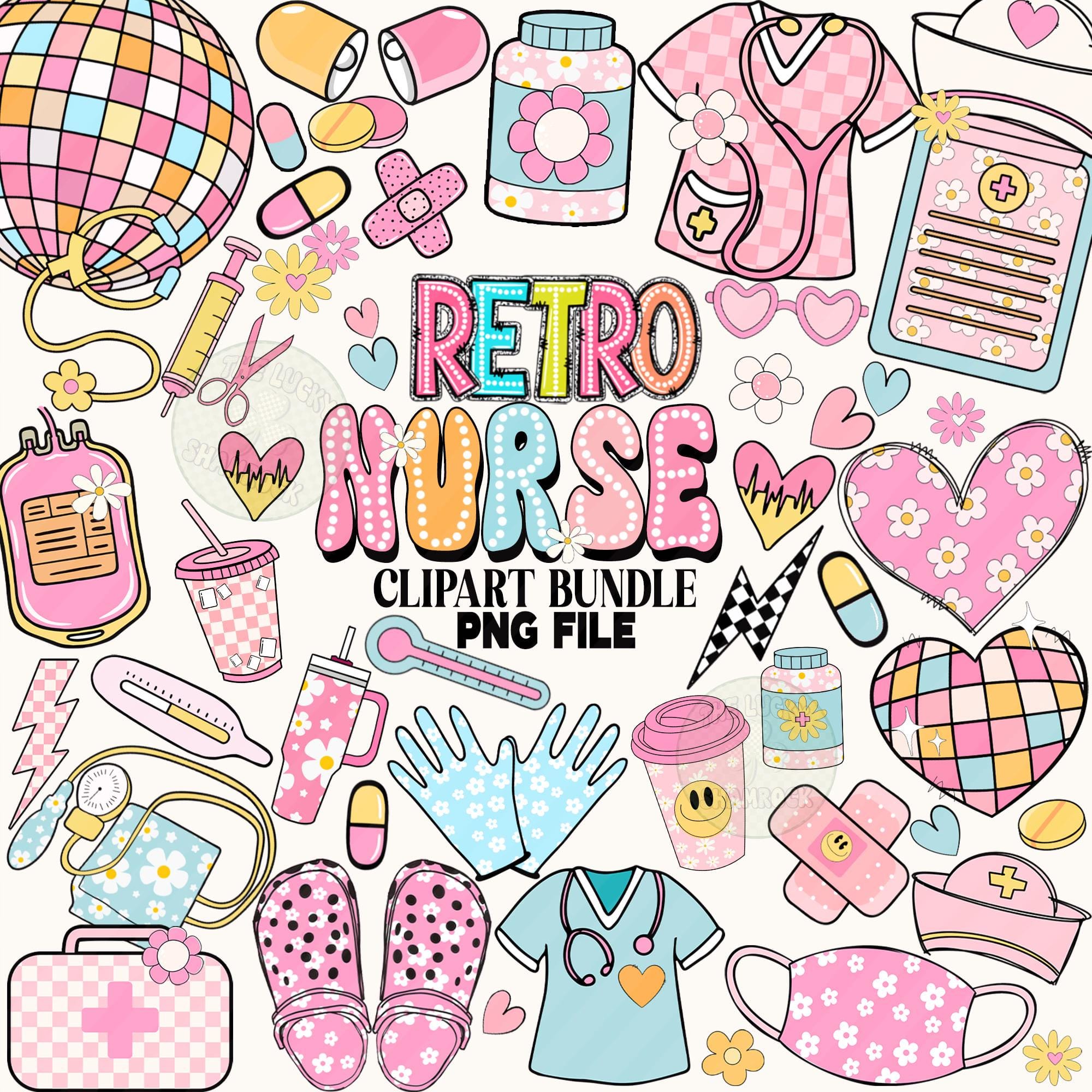 Retro Nurse Png, Nurse Clipart Bundle, Groovy Nurse Appreciation Png ...