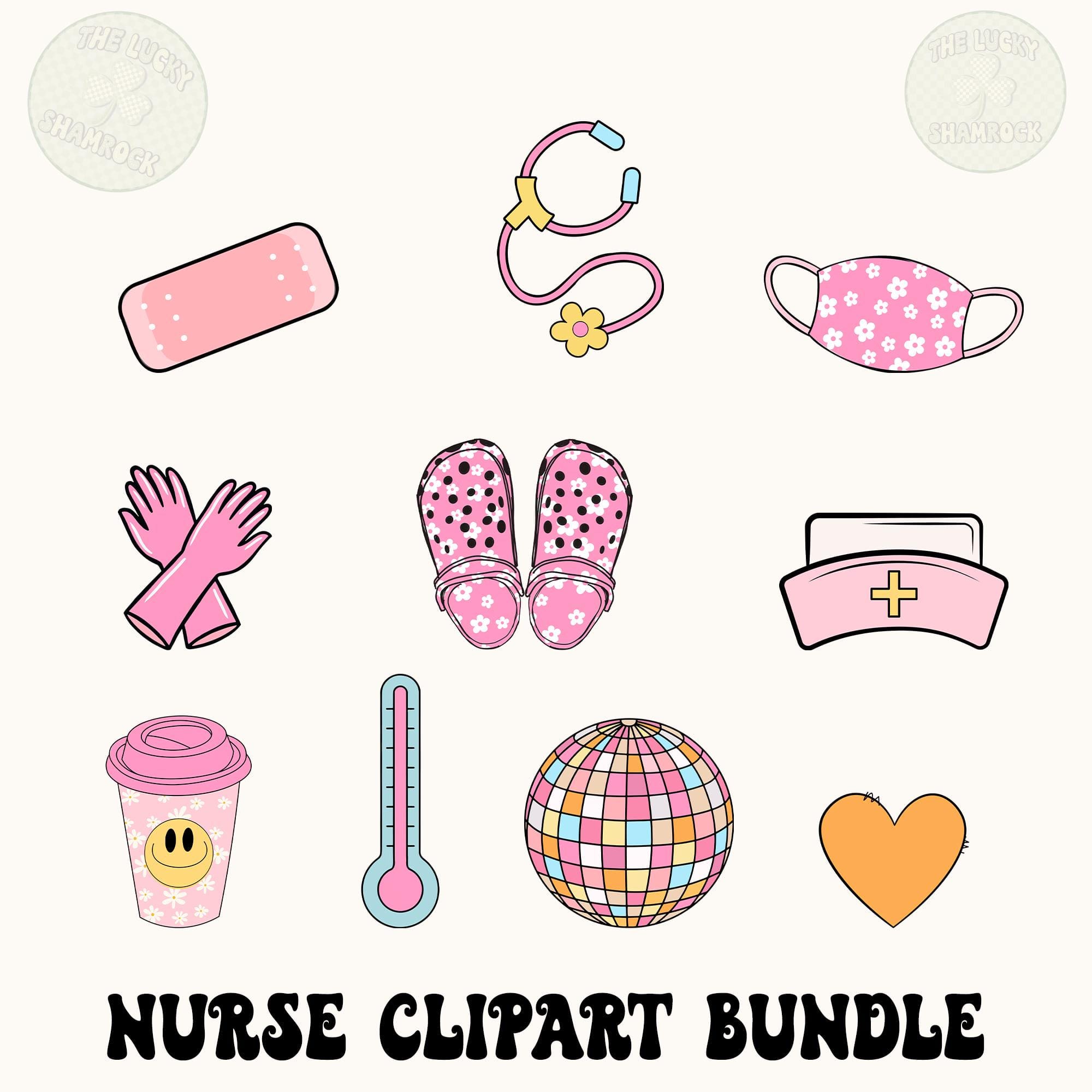 Retro Nurse Clipart Bundle, Groovy Medical Graphics (PNG) - Etsy