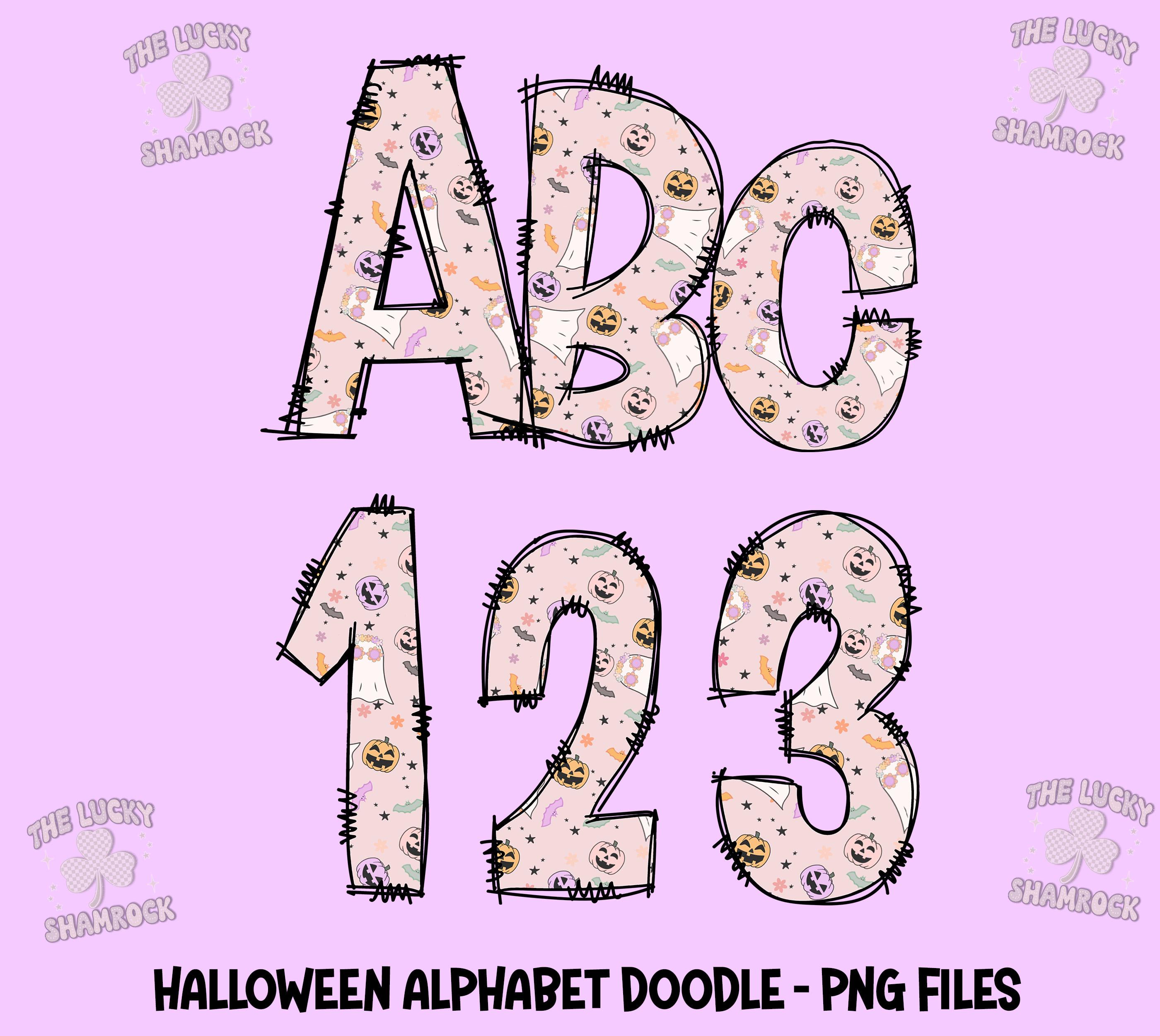 Spooky Halloween Alphabet Doodle Png, Letters PNG, Halloween Doodle ...
