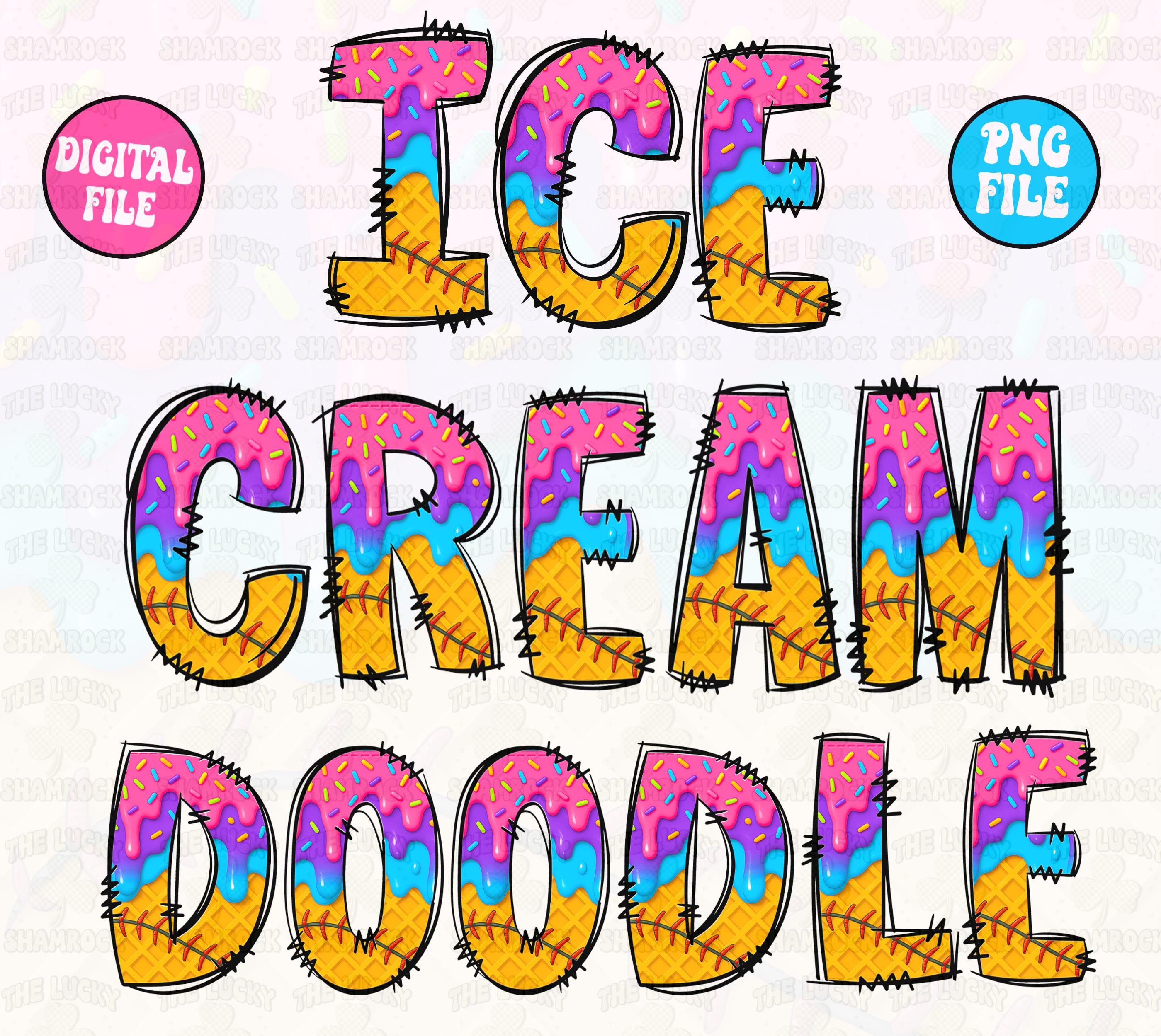 Drippy Ice Cream Doodle Png, Ice Cream Drip Alphabet Doodle Png ...
