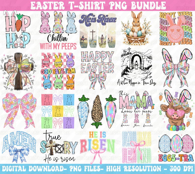 Easter Mega Bundle Png, Preppy Easter Png, Christian Easter Png, Easter ...