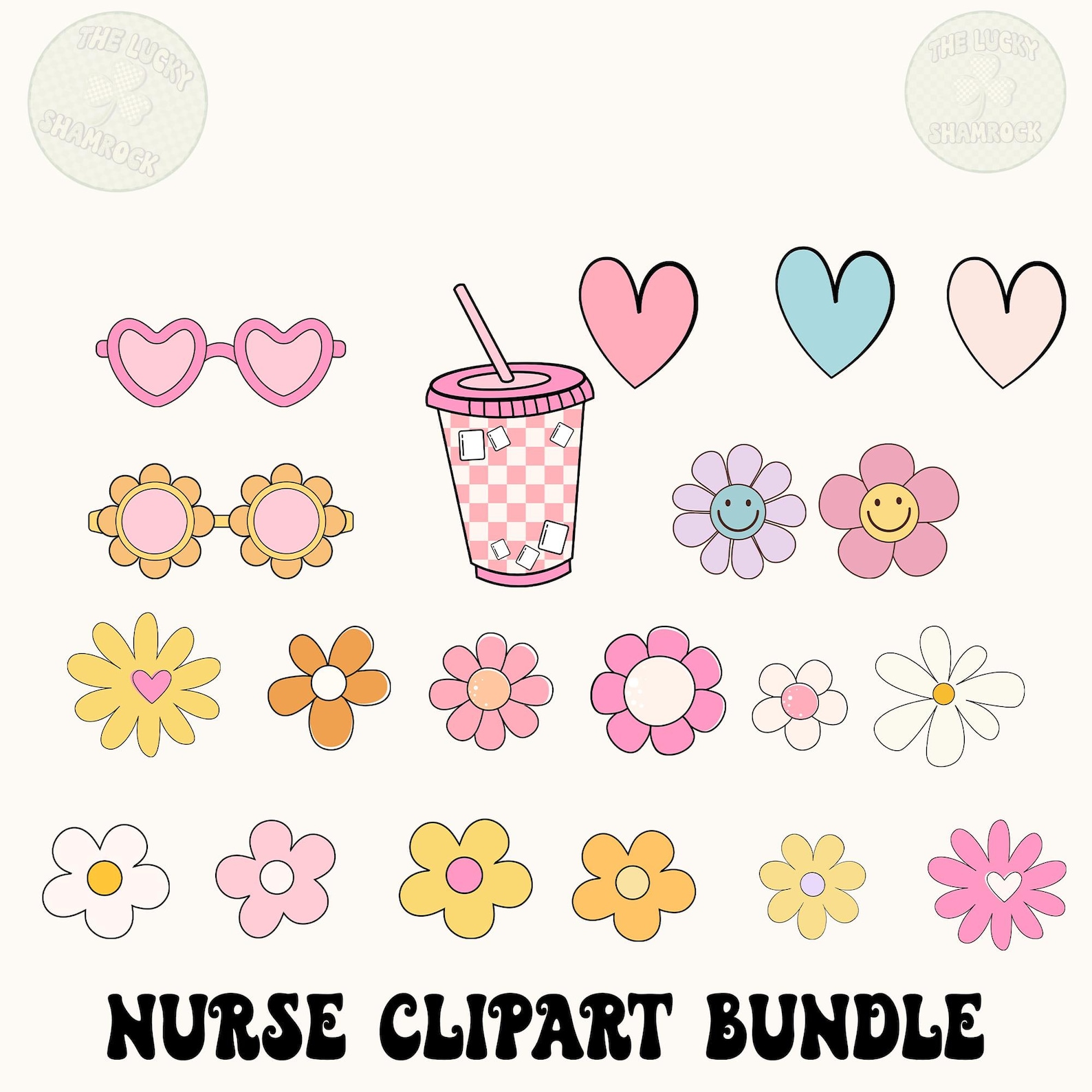 Retro Nurse Clipart Bundle, Groovy Medical Graphics (PNG) - Etsy