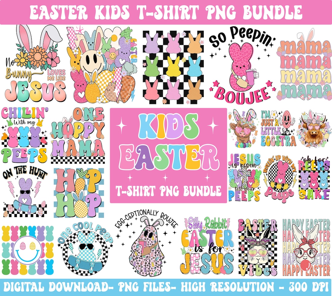 Easter Kids Png Bundle, Easter Png Bundle, Retro Easter Png Bundle ...