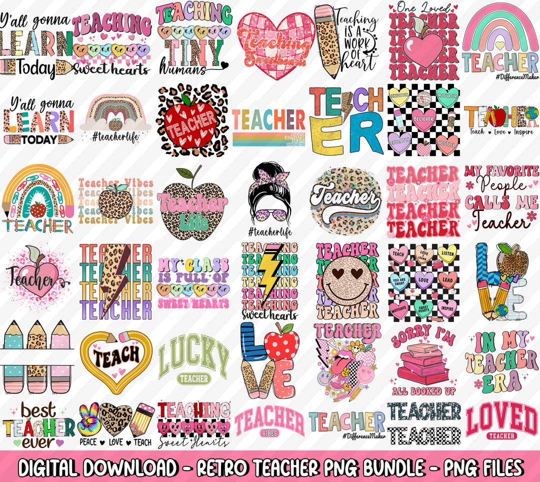 Back to School Png Bundle, Teacher Bundle Png, Teacher Sublimation ...