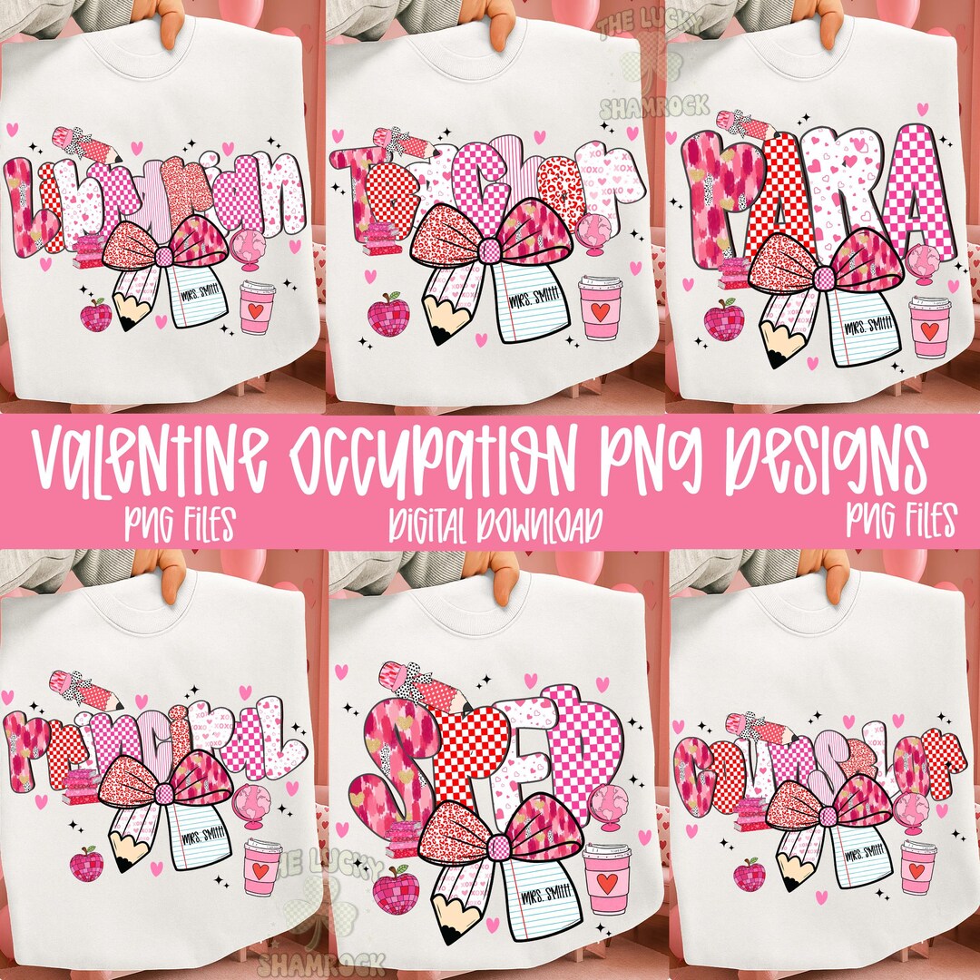 Valentine Occupation PNG Bundle, Teacher Para SPED Counselor Designs ...