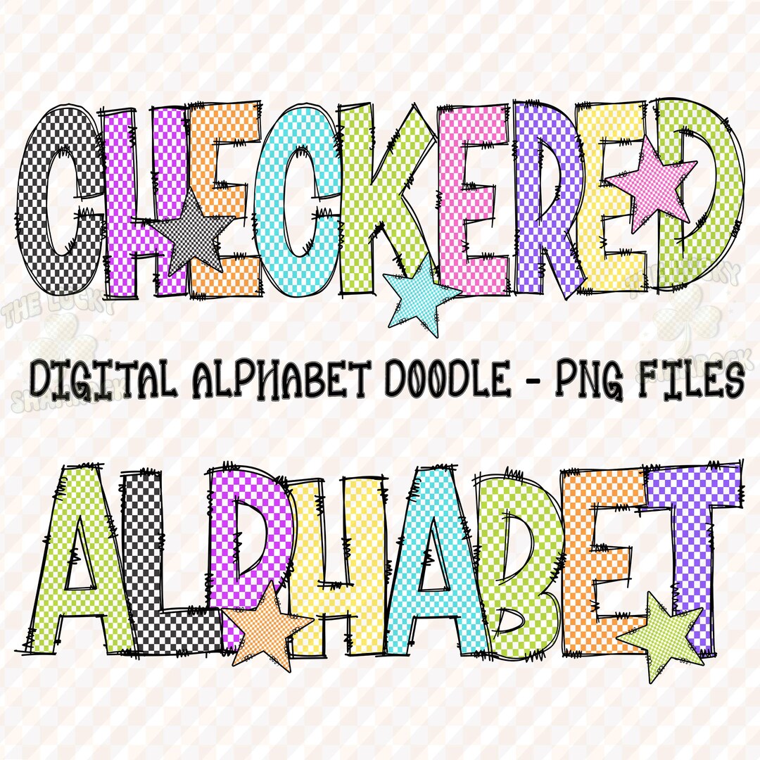 Checkered Alphabet Doodle PNG, Alpha Doodle Letters, Checkered Letters ...