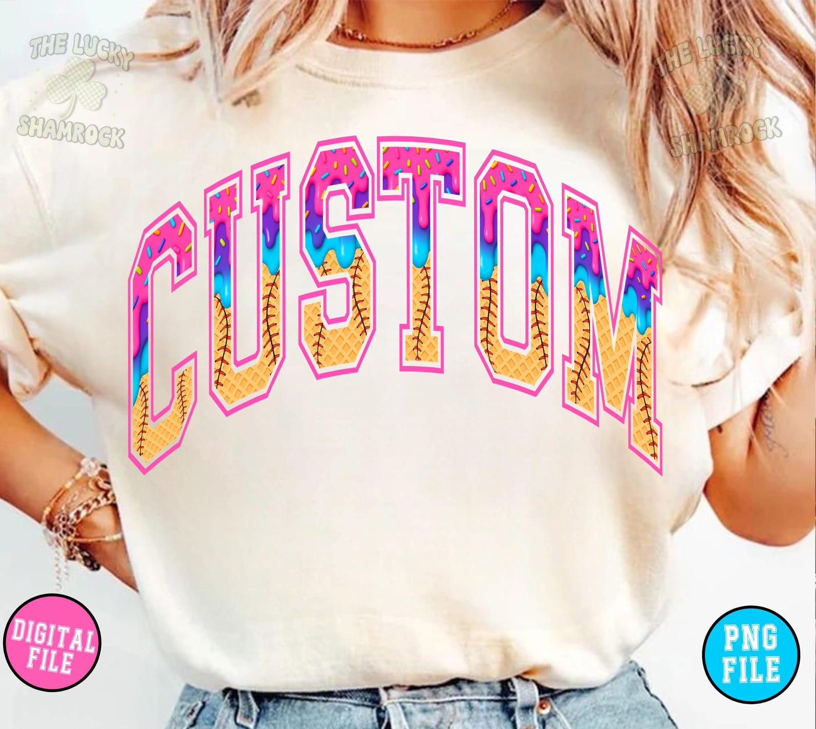 Custom Ice Cream Drip PNG, Custom Drippy Png, Pink & Blue Varsity ...