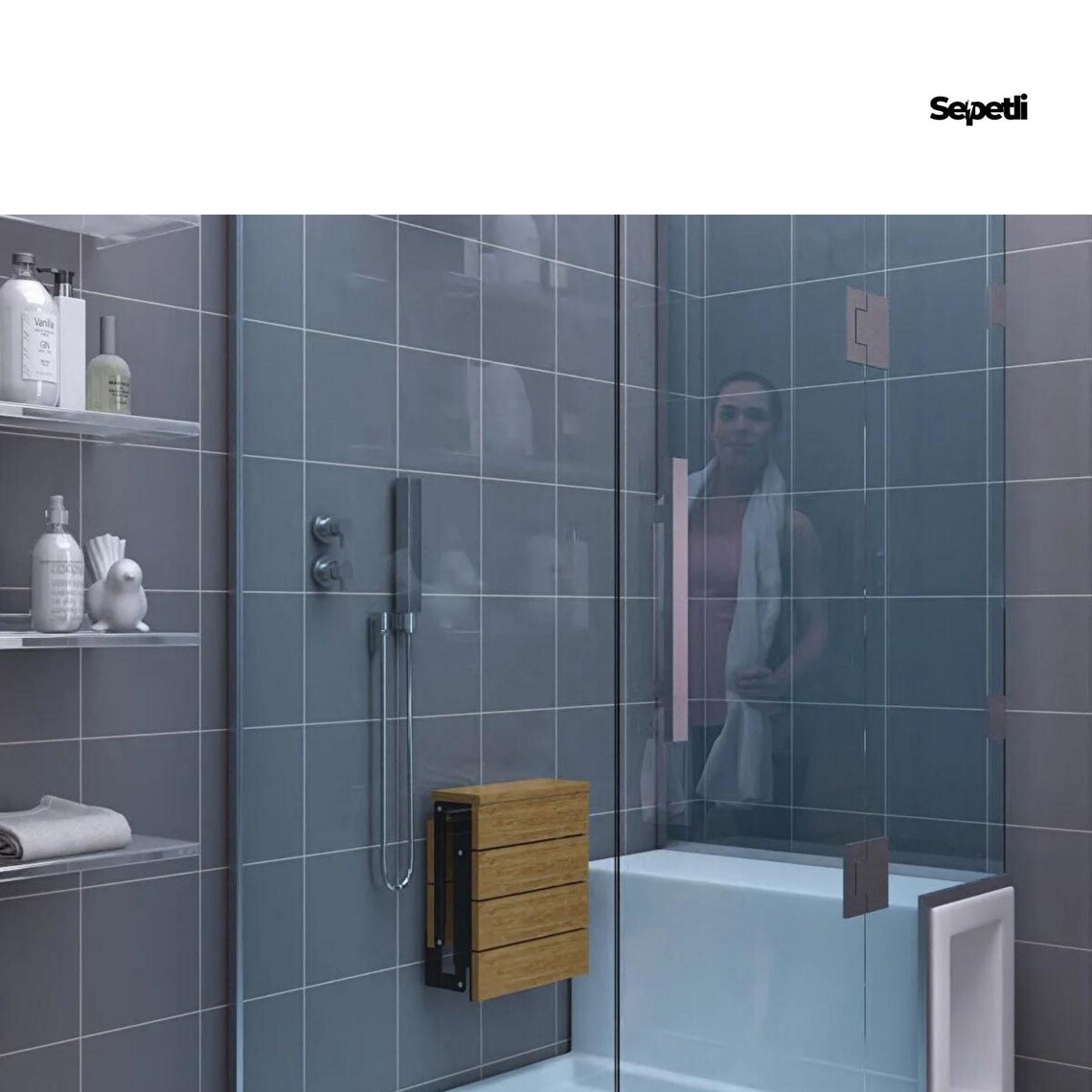 Folding Solid Wood Shower Bench for Inside Shower, Foldable Solid Wood ...