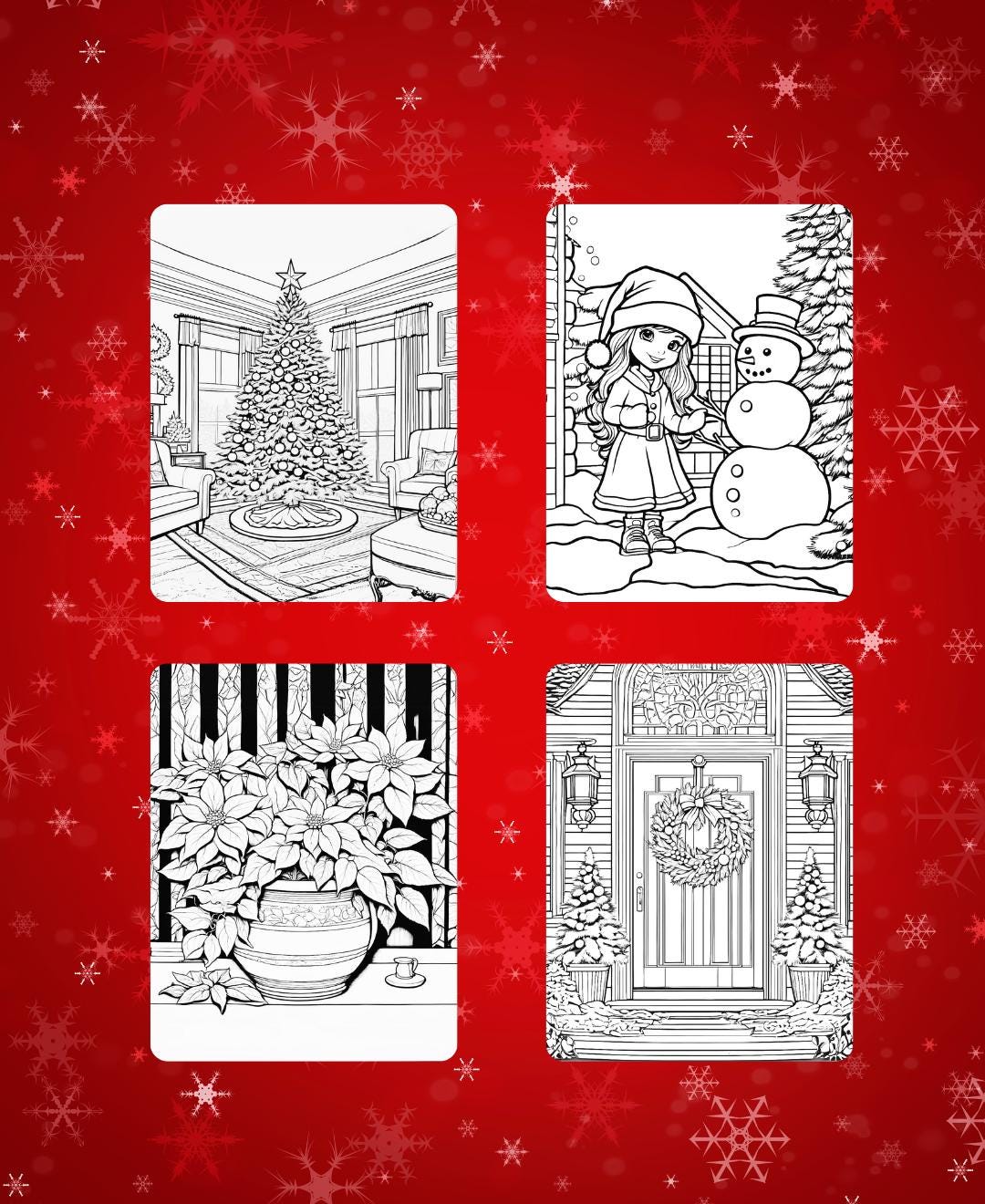 Christmas Moments Digital Coloring Pages, 50 Beautiful Holiday Pages ...