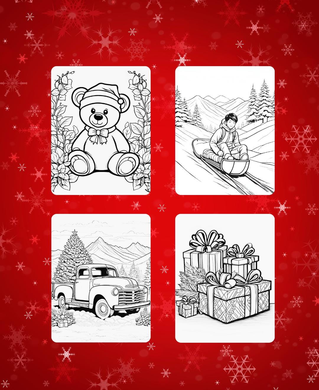 Christmas Moments Digital Coloring Pages, 50 Beautiful Holiday Pages ...