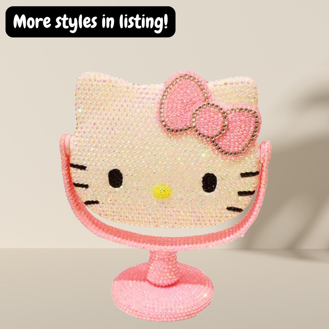 Kawaii Kitty Hand Bling Mirror, Y2K Hello Kitty Mirror, Kawaii Makeup ...