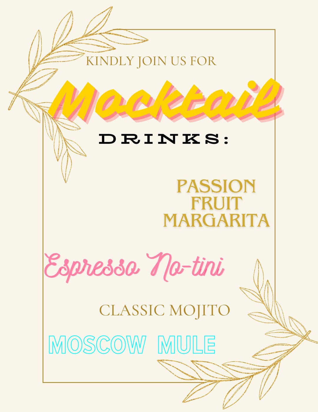 Mocktail Drink Template - Etsy